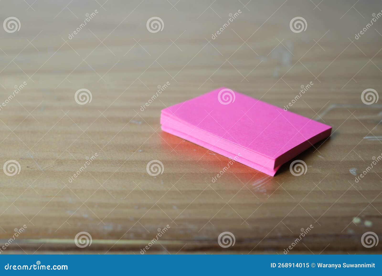 Blank Pink Sticky Note Block on Desk. Stock Image - Image of adhesive ...