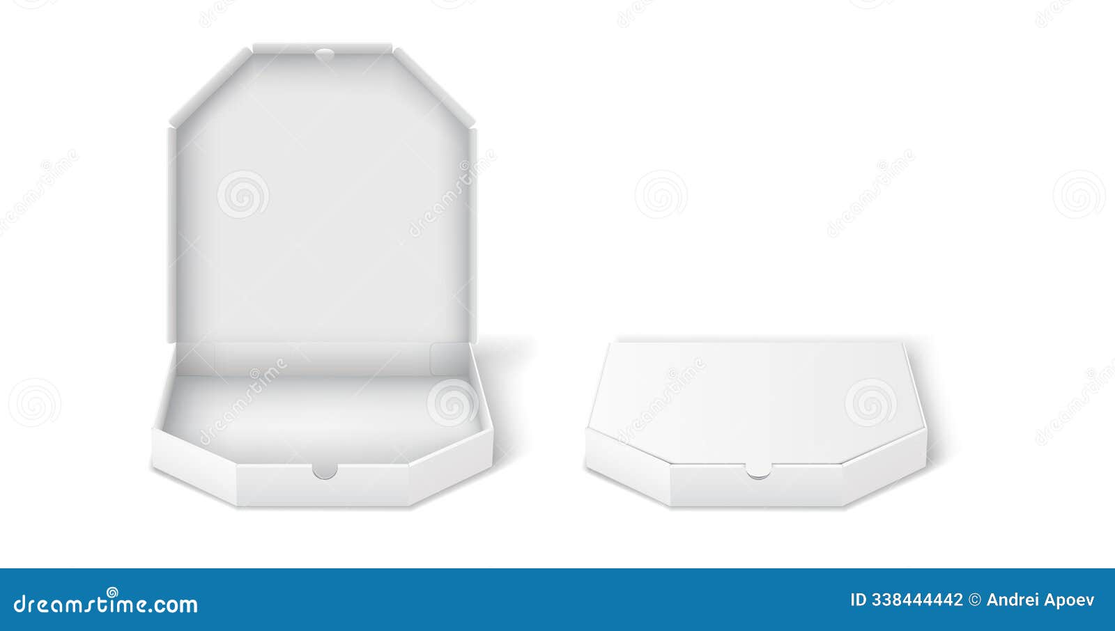 Blank Pizza Boxes Shown From Different Angles. Realistic 3d Vector Fast ...