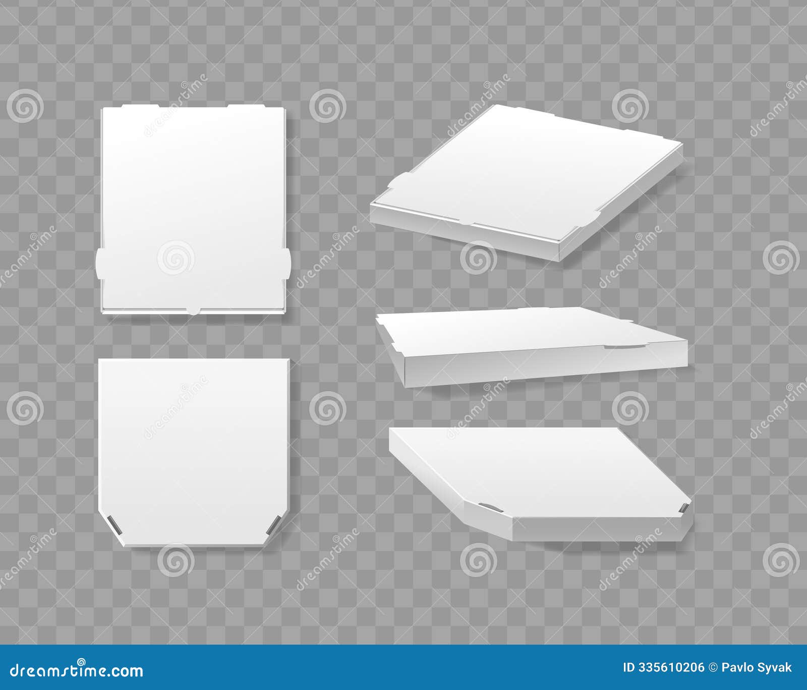Blank Pizza Boxes Shown From Different Angles. Realistic 3d Vector Fast ...