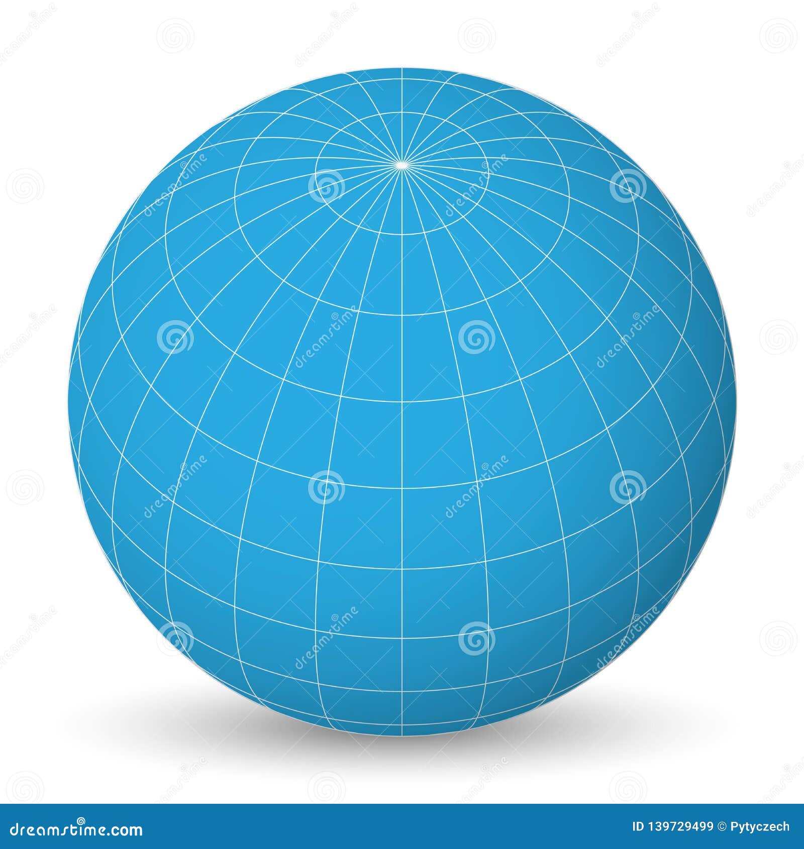 Blank Planet Earth Blue Globe With Grid Of Meridians And Parallels, Or ...