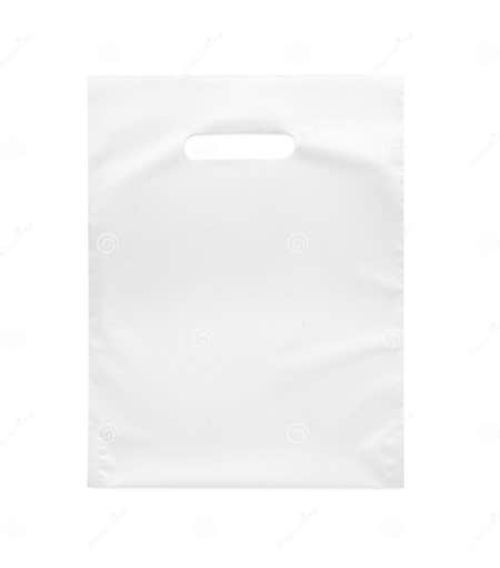 Blank Plastic Bag on White Background, Top View. Space for Design Stock ...