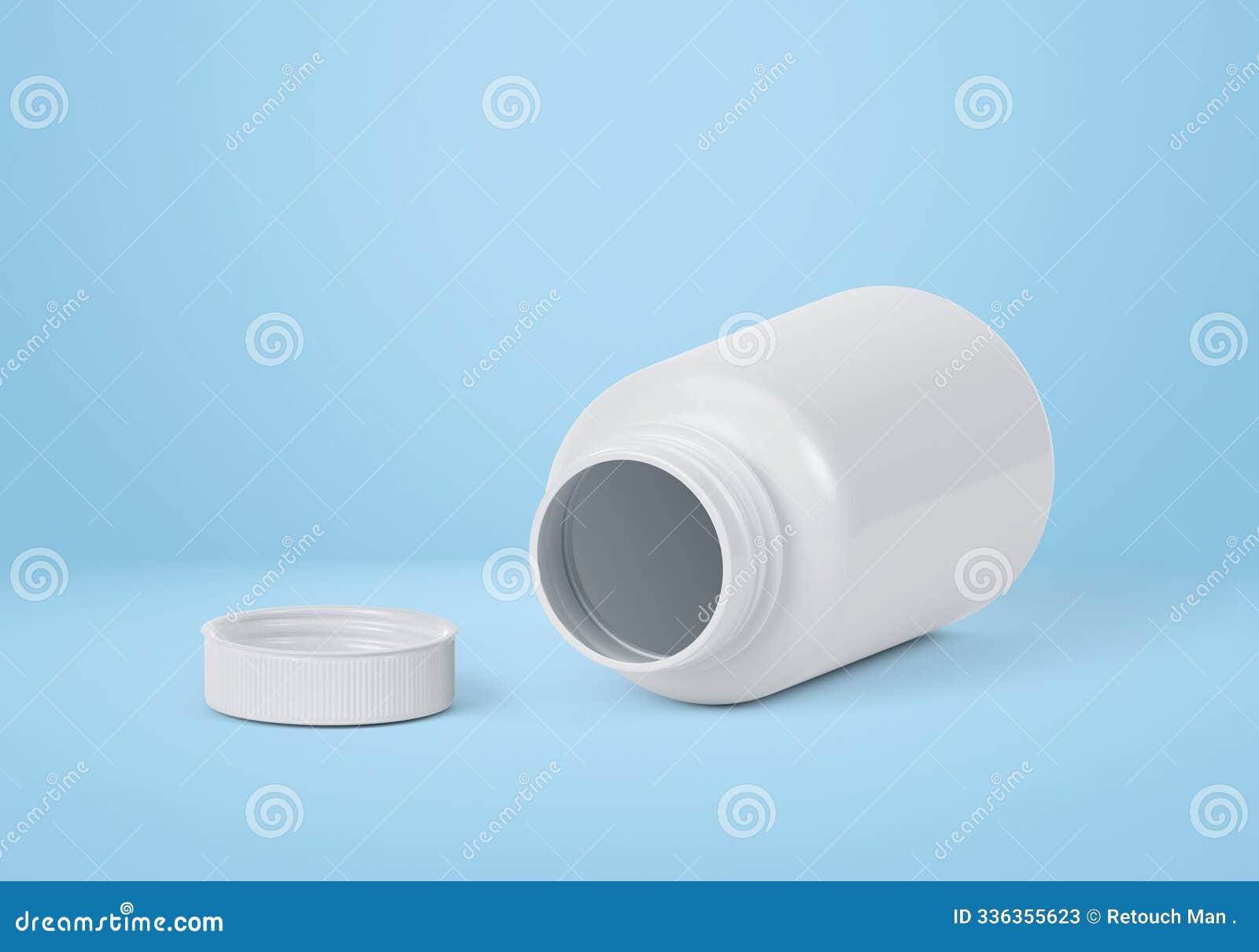 Blank Plastic Pill Bottle on a Light Blue Background Stock Illustration ...