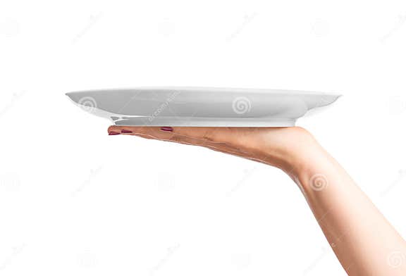 Blank plate on hand stock image. Image of dish, food - 33275601