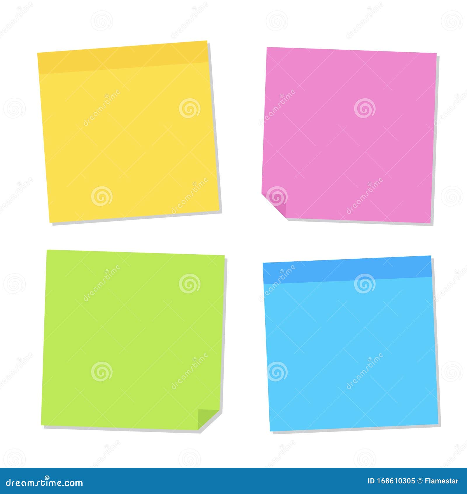 Blank Post for Message, To Do List, Memory. Sticky Colored Notes. Set ...