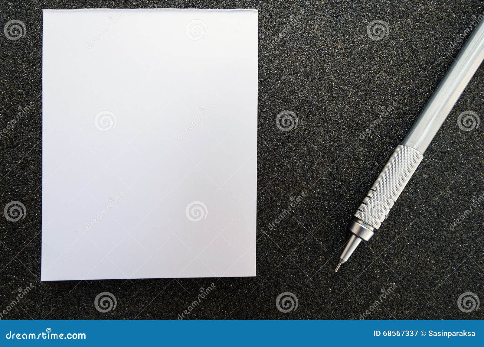 Blank Post it Paper Book with Pencil, on Black Sandpaper Texture Stock ...