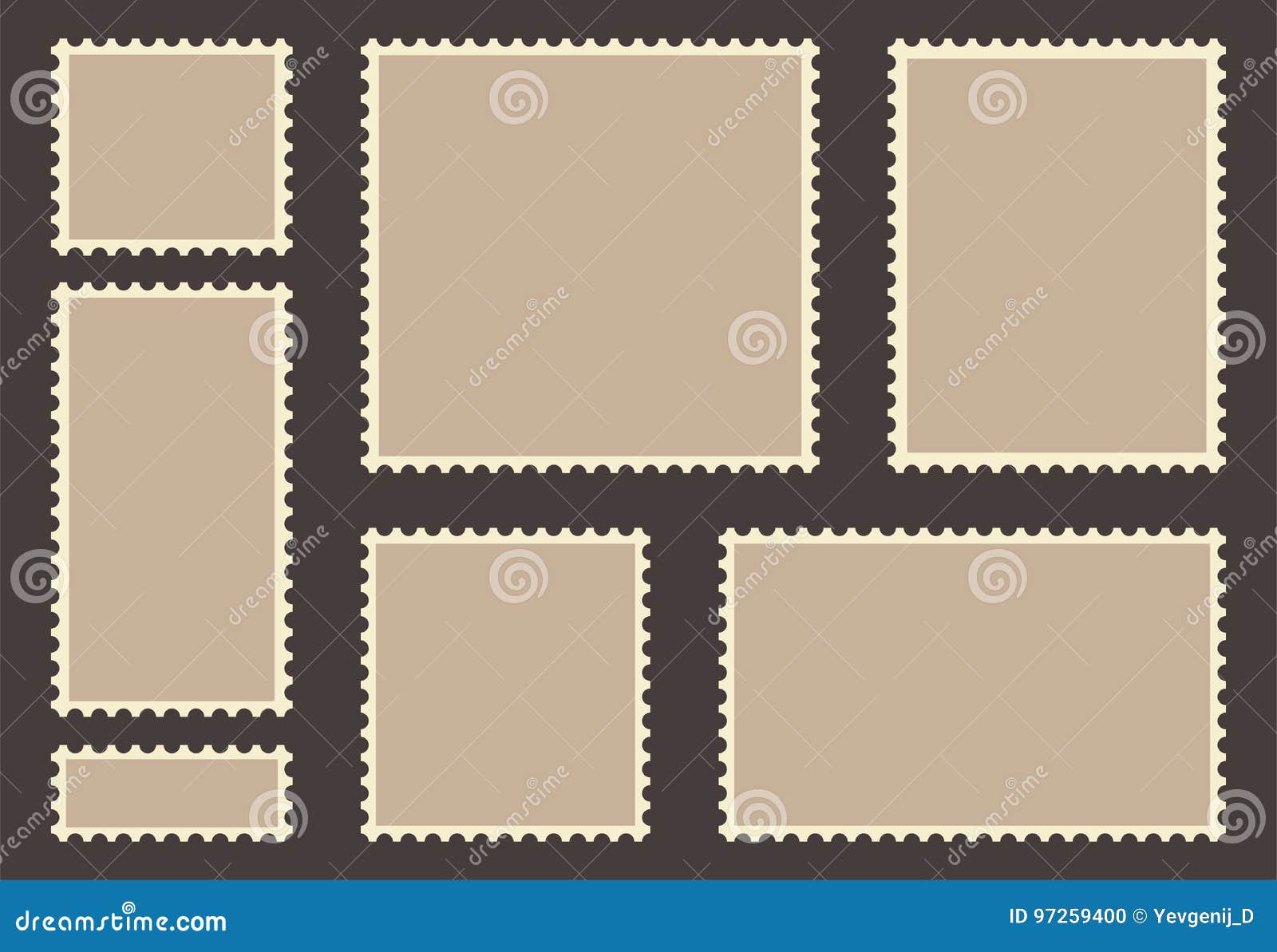 Blank Post Stamp Set. Empty Postage Stamp Stock Vector - Illustration ...
