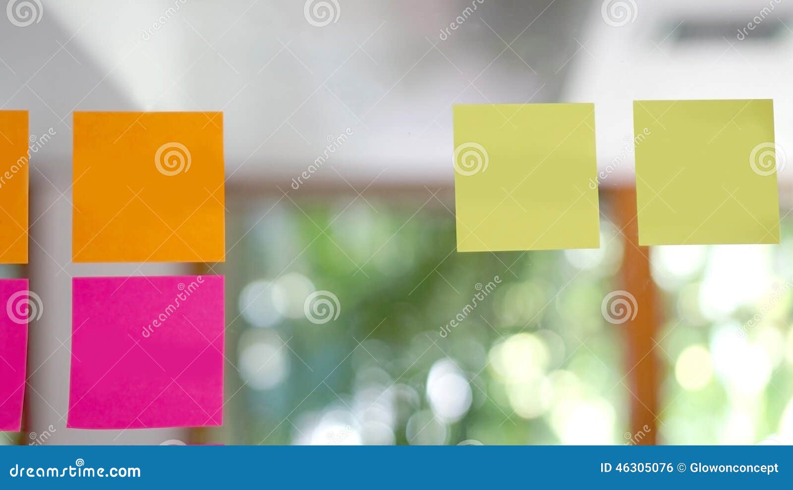 Blank post it on the wall stock photo. Image of memo - 46305076