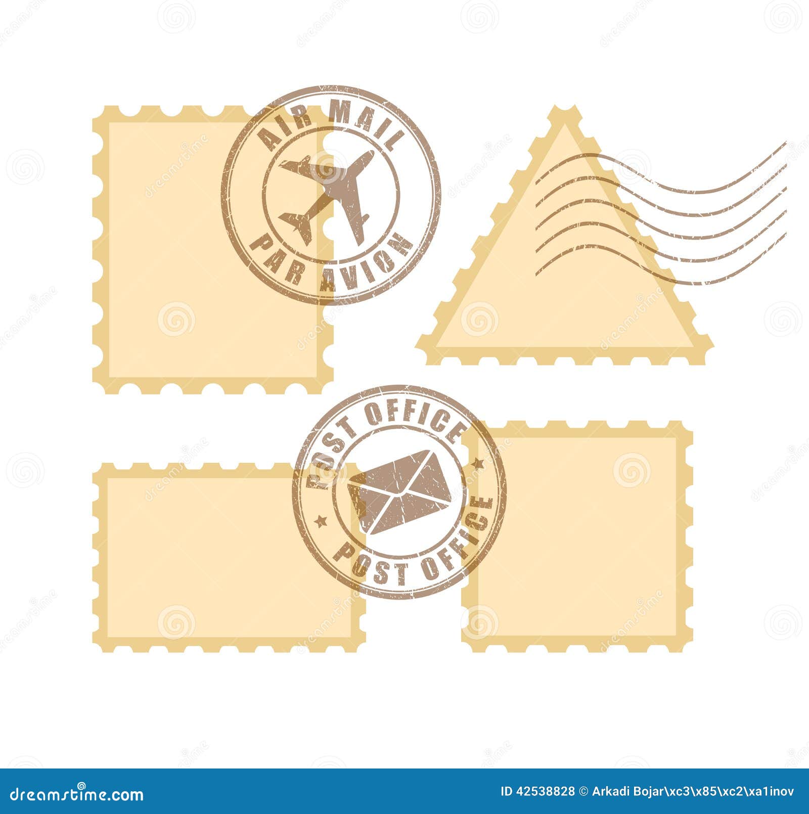 Blank Postage Stamps Different Shapes Set - Triangle, Square, Round ...