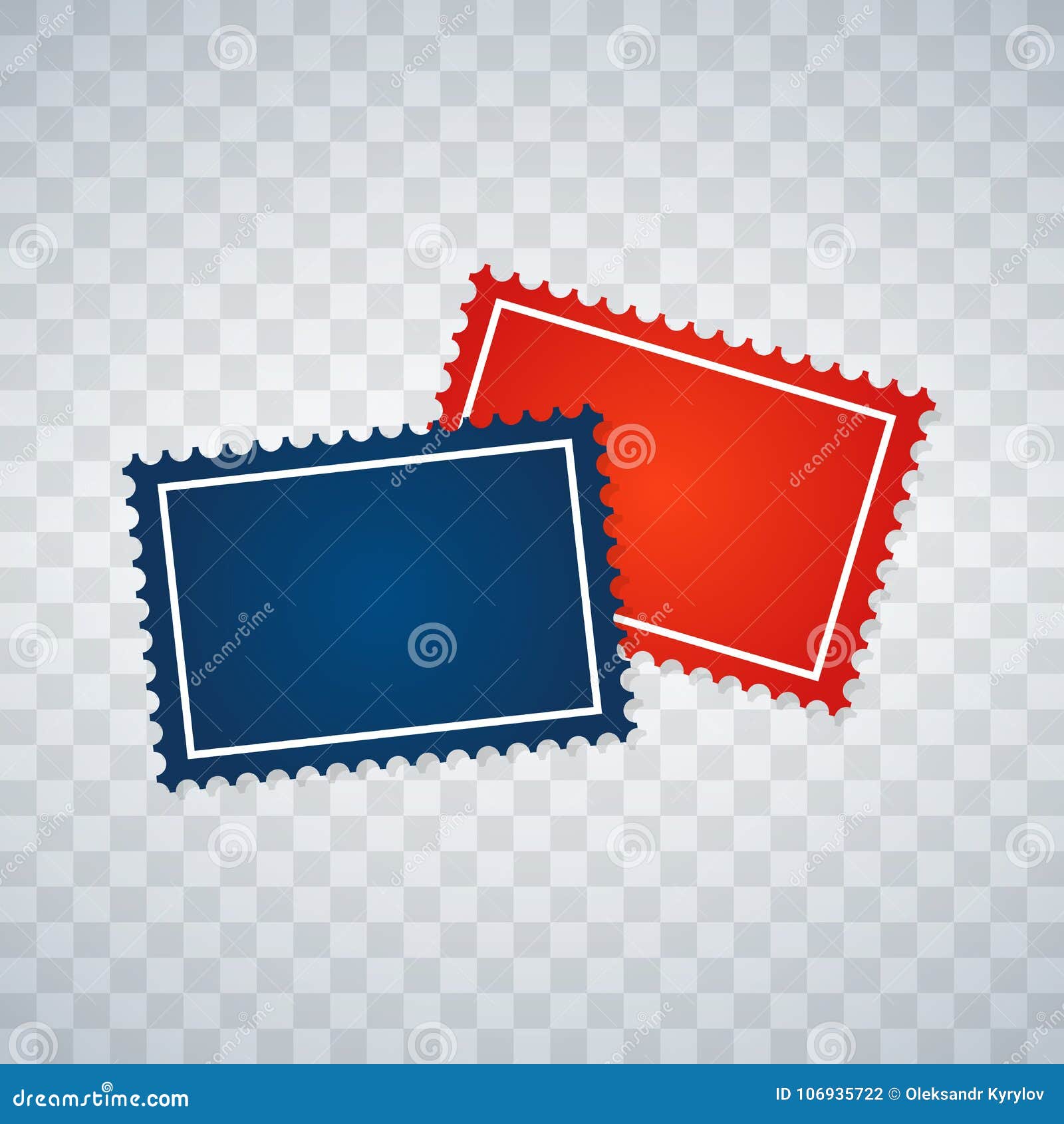 Blank Postage Stamps Set on Transparent Background. Vector Stock ...