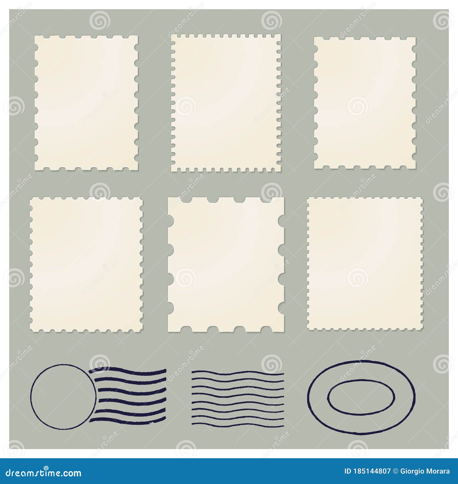 Stamps Frames On White Background. Six Stamps Frames. Cartoon Vector ...