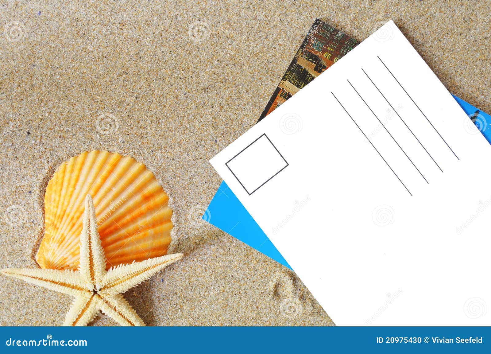 Blank postcard on sand stock photo. Image of accessories - 20975430
