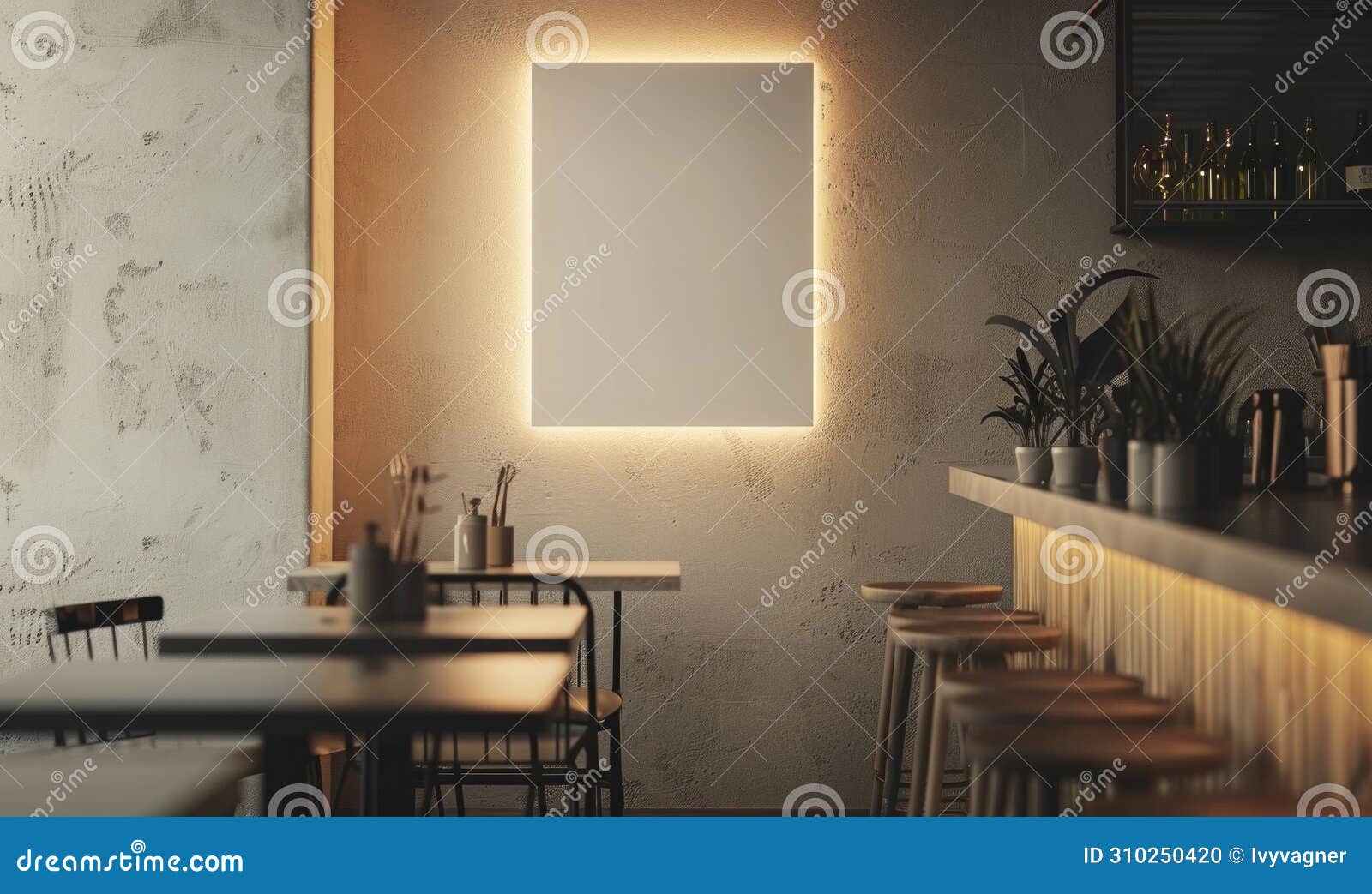 Blank Poster in Cafe Interior. Menu Mockup Stock Photo - Image of ...