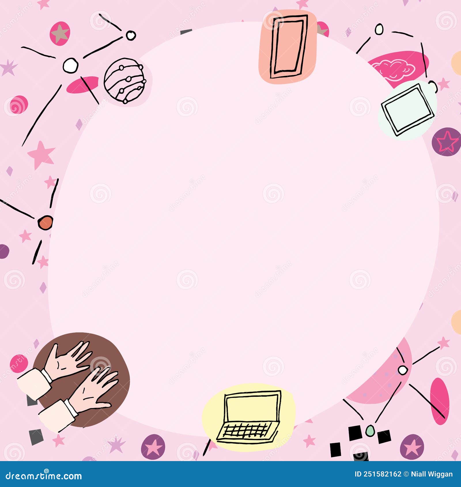 Blank Poster Decorated with Modern Technology Symbols. Empty Frame ...