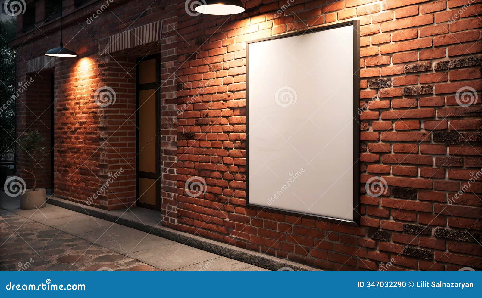 Blank Poster Display on Rustic Red Brick Wall for Advertising or Decor ...