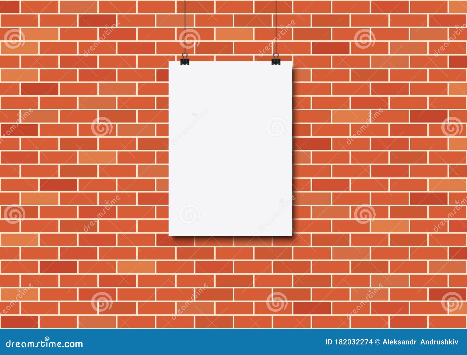 Poster on brick wall stock vector. Illustration of template - 182032274