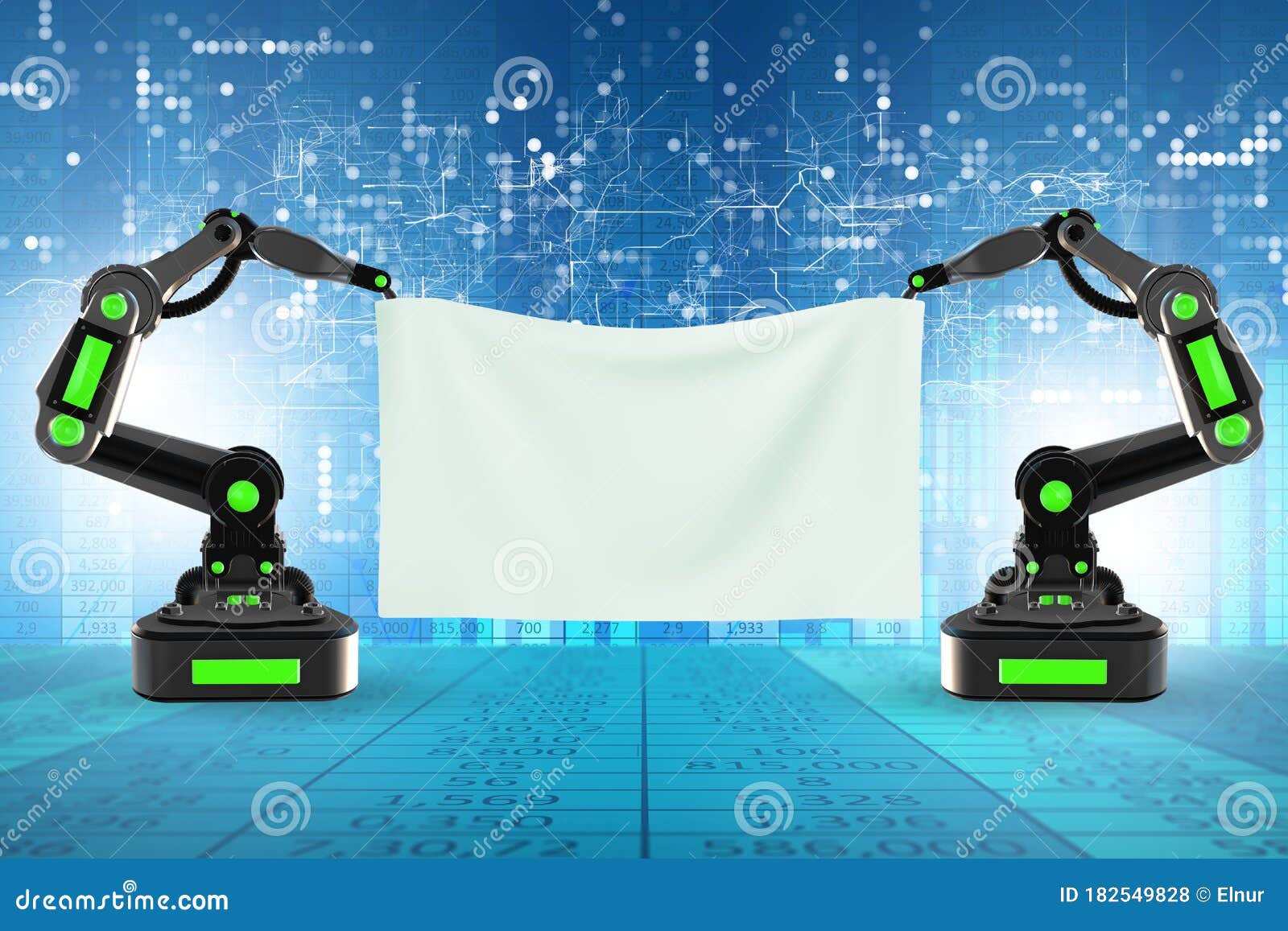 Blank Poster Supported by Robotic Arms Stock Illustration ...