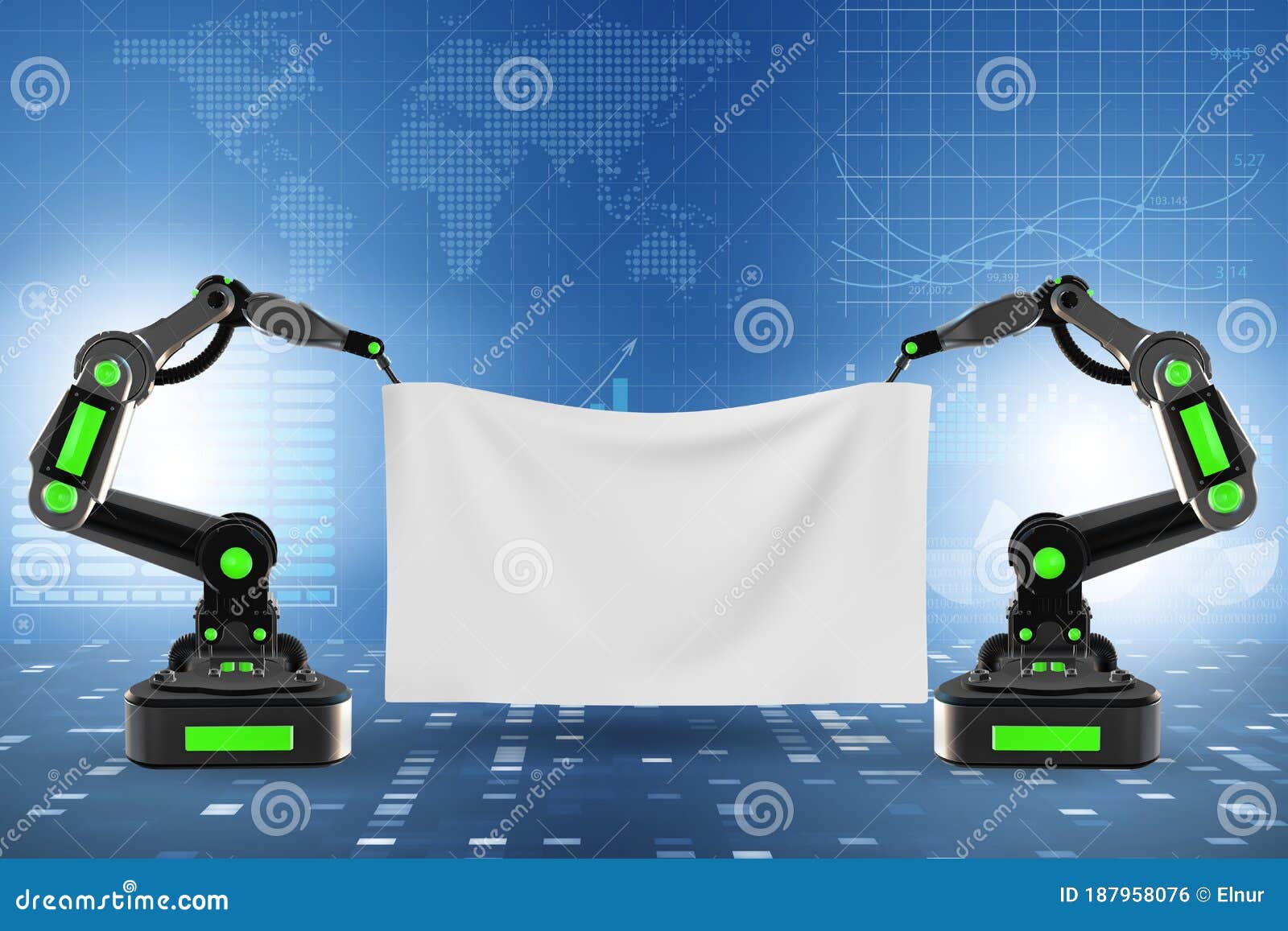 Blank Poster Supported by Robotic Arms Stock Illustration ...
