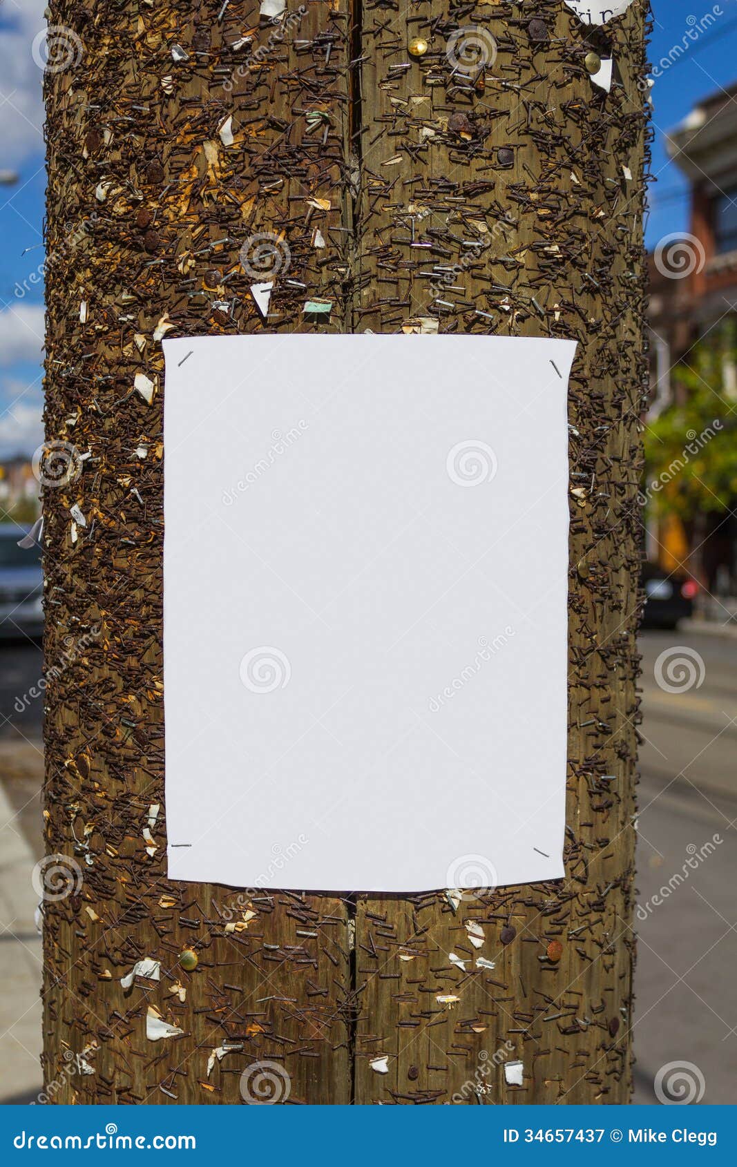 Blank Poster on a Wooden Post Stock Image - Image of isolated, post ...