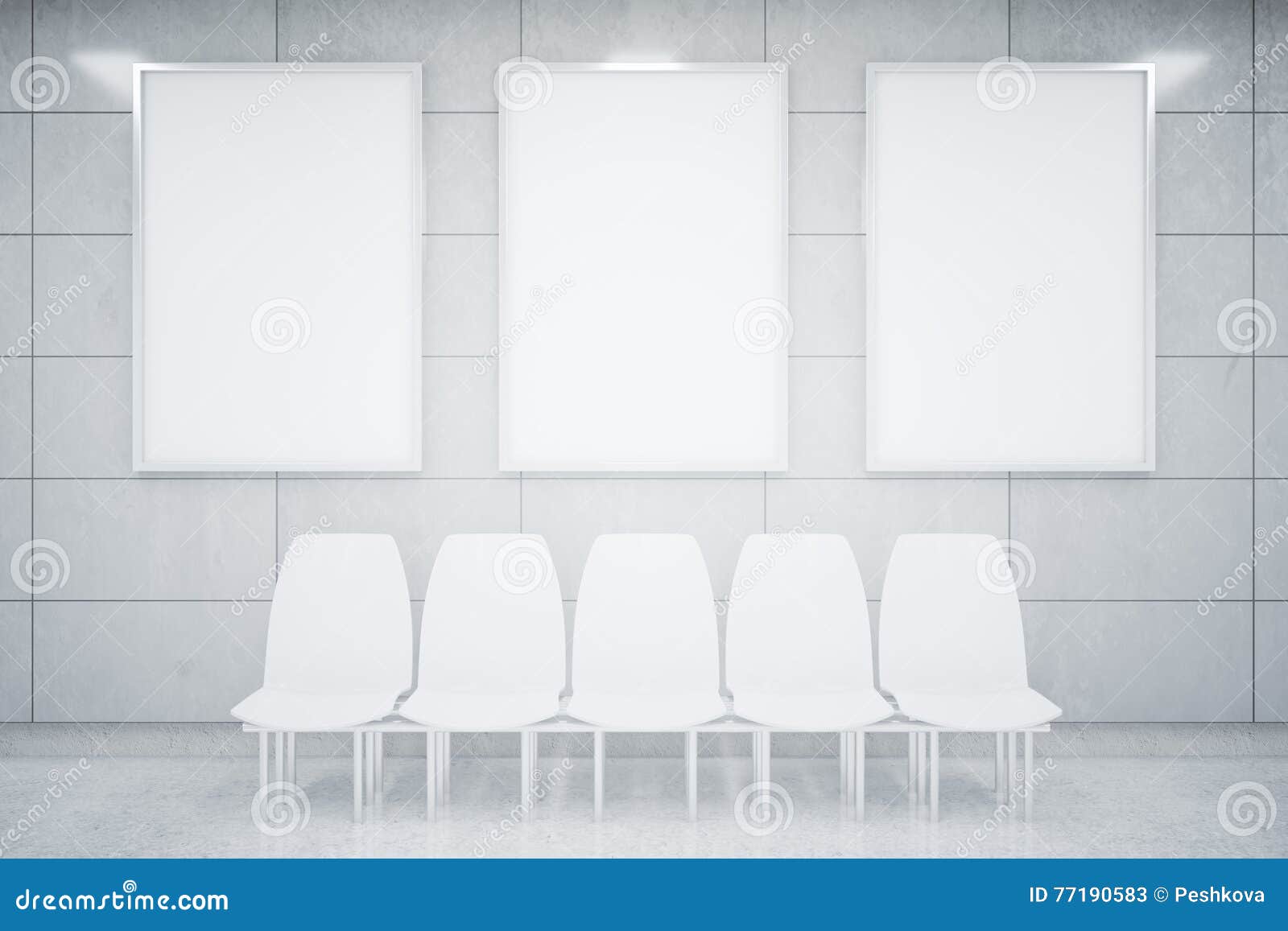 Blank Posters and White Chairs Stock Illustration - Illustration of ...