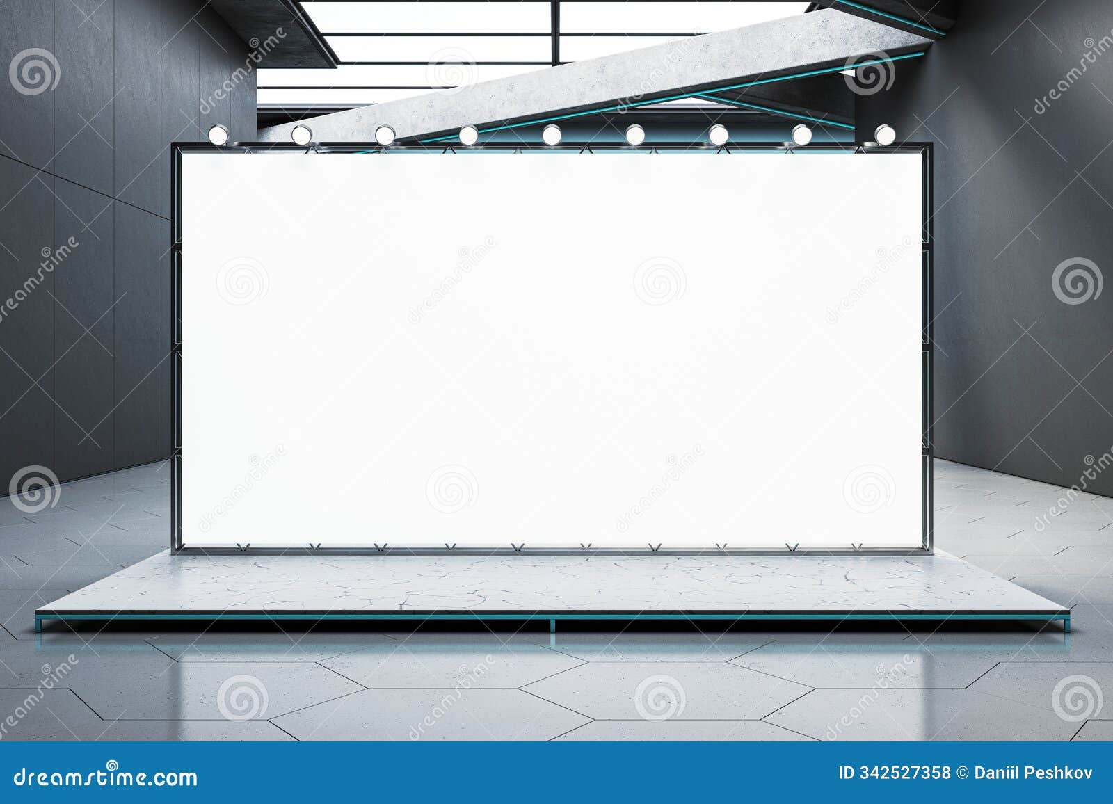 Modern Exhibition Space With Digital Screen Wall. 3D Rendering Royalty ...