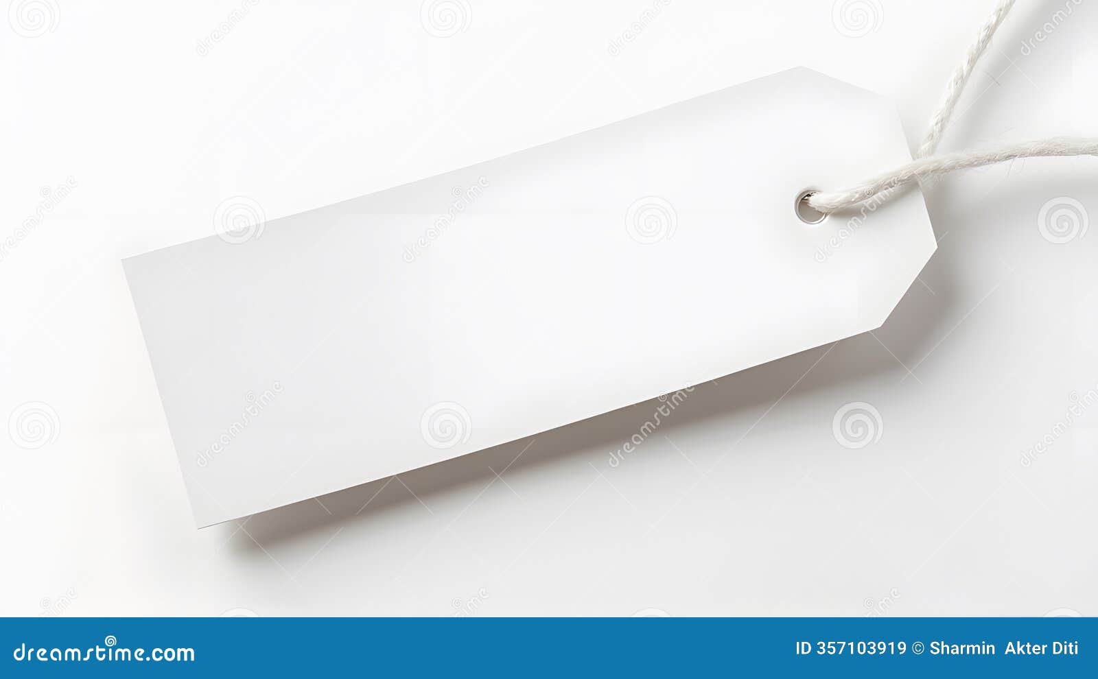 Blank Price Tag with String on White Background, Copy Space. Stock ...