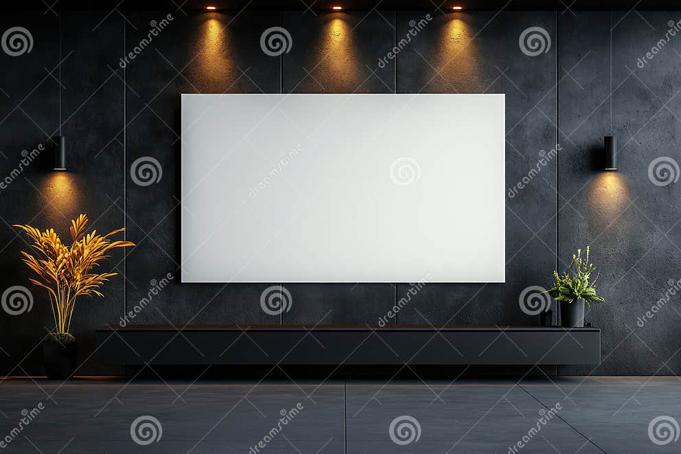 Blank Projection Screen Mounted on Wall for Presentations or ...