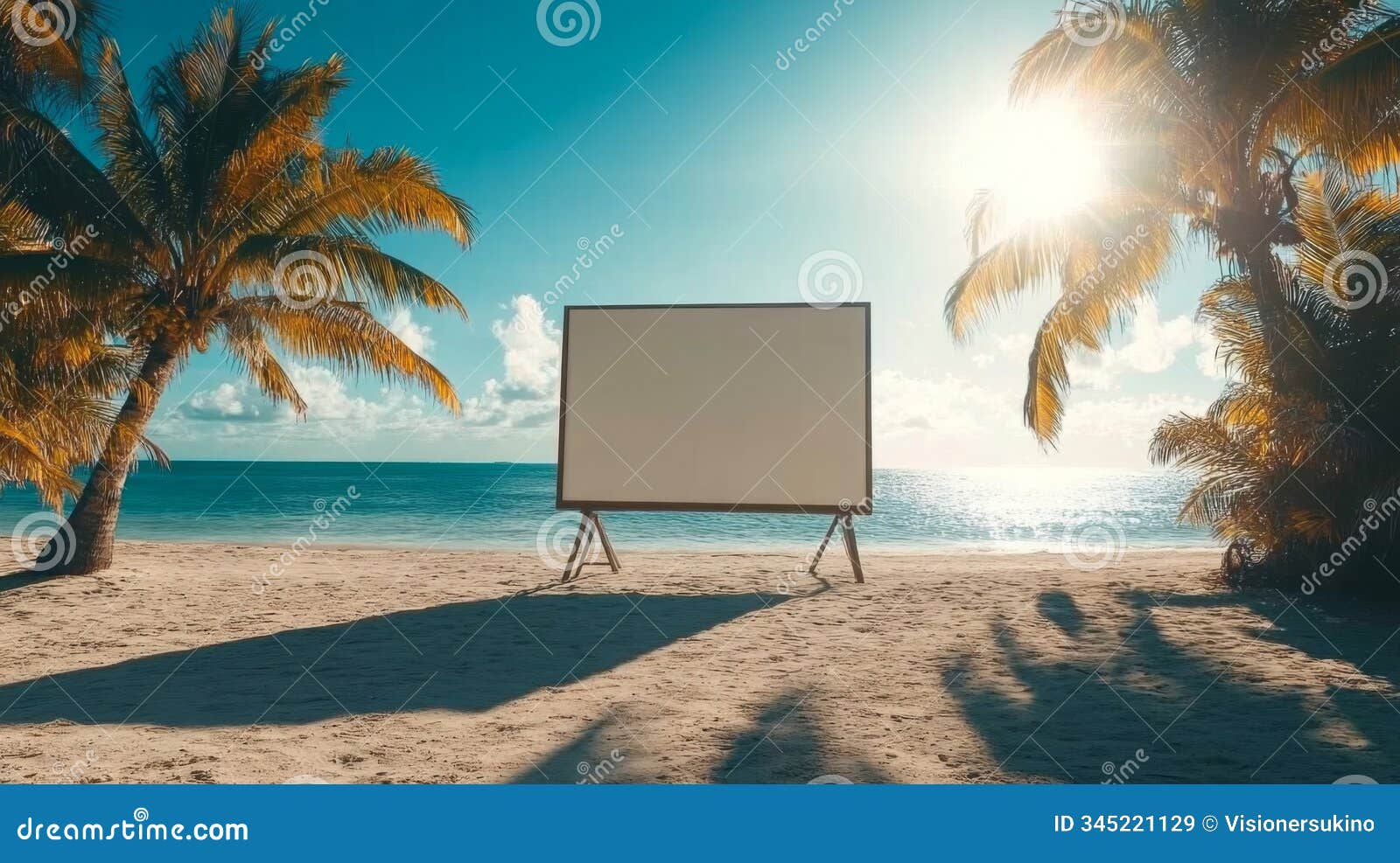 Blank Projection Screen on a Tropical Beach Stock Image - Image of ...