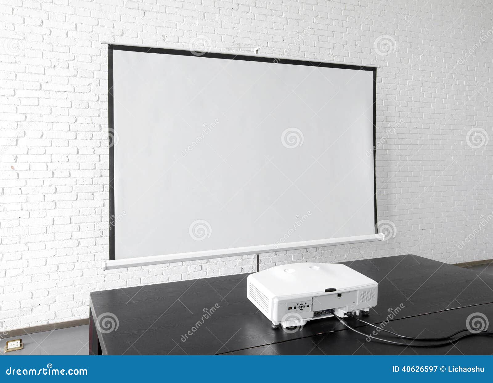 Blank Projector Canvas in the Office Stock Image - Image of equipment ...