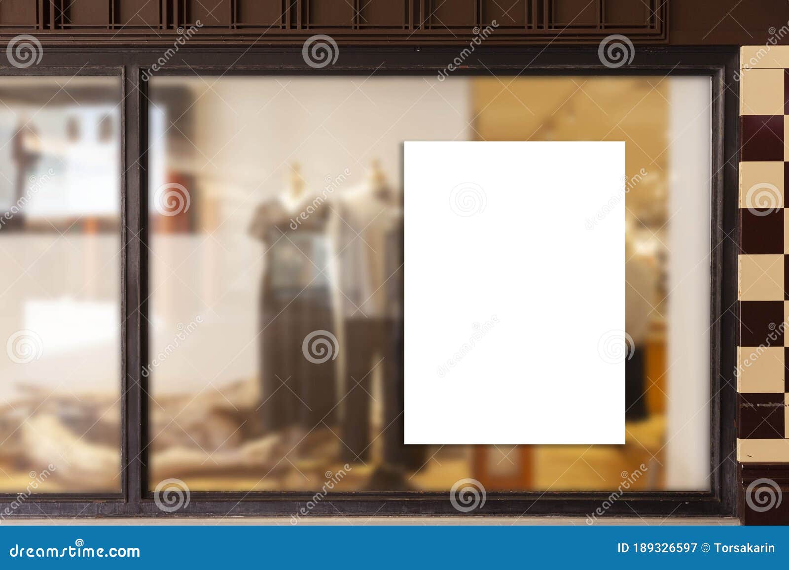 Blank Promotion Poster on Glass Window Stock Image - Image of door ...