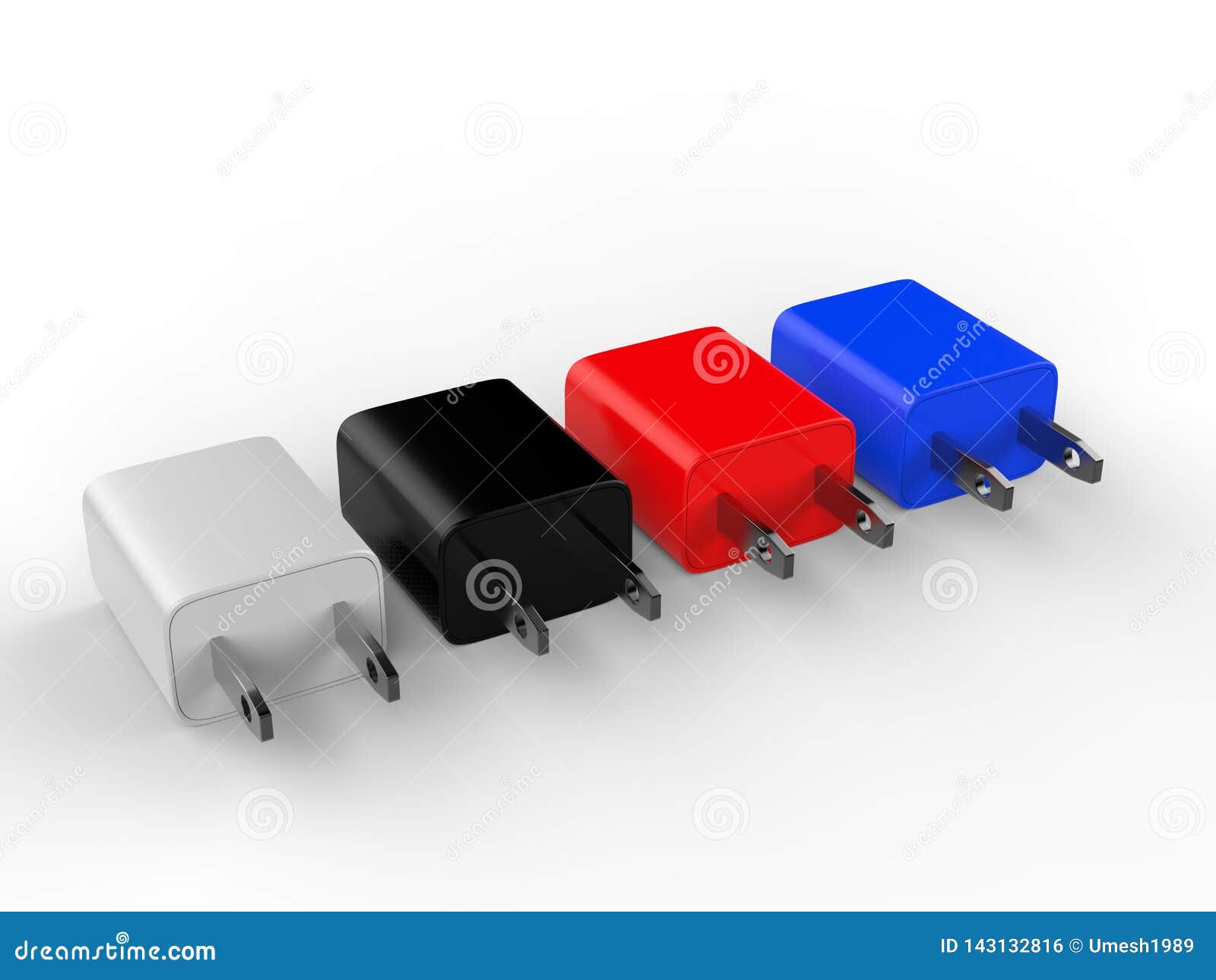 Blank Promotional USB AC Adapter Wall Charger. 3d Render Illustration ...