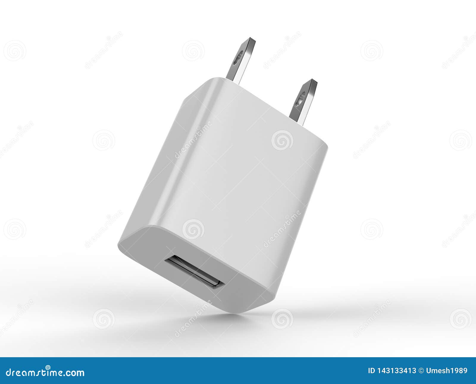 Blank Promotional USB AC Adapter Wall Charger. 3d Render Illustration ...