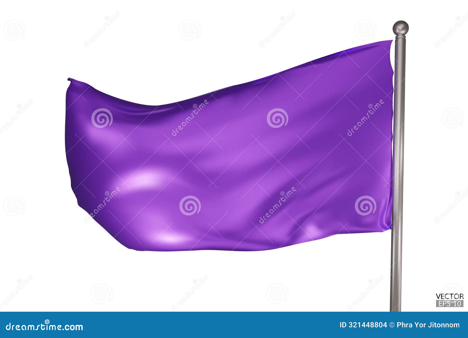 Blank Purple Flag on White Background. a Purple Flag Waving in the Wind ...