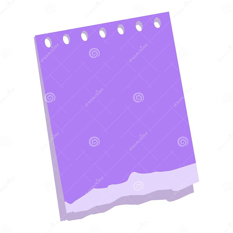 Purple Notepad Paper with Torn Bottom Edge Floating Stock Vector ...