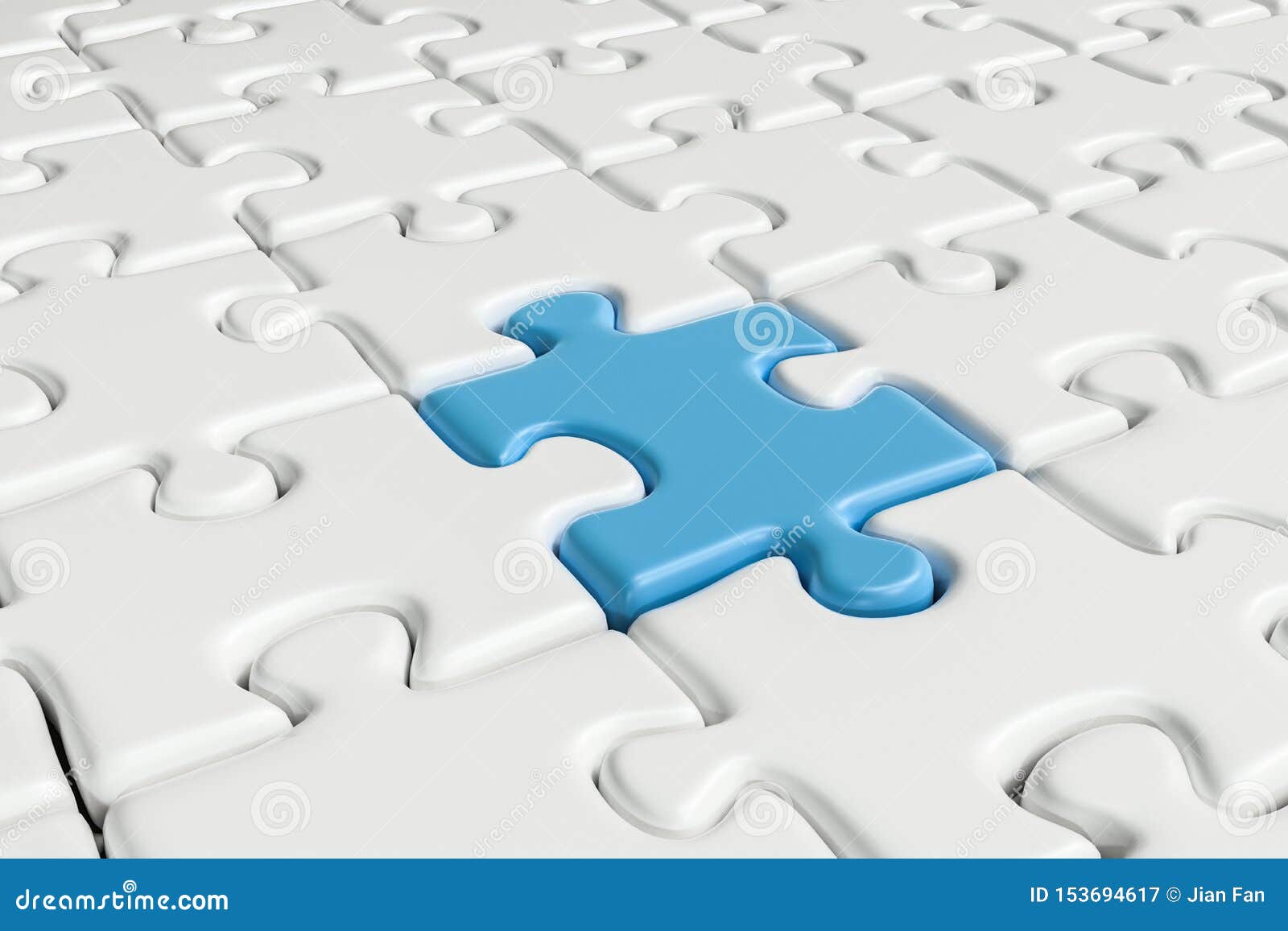 Blank Puzzles Arranged Neatly with White Background, 3d Rendering Stock ...
