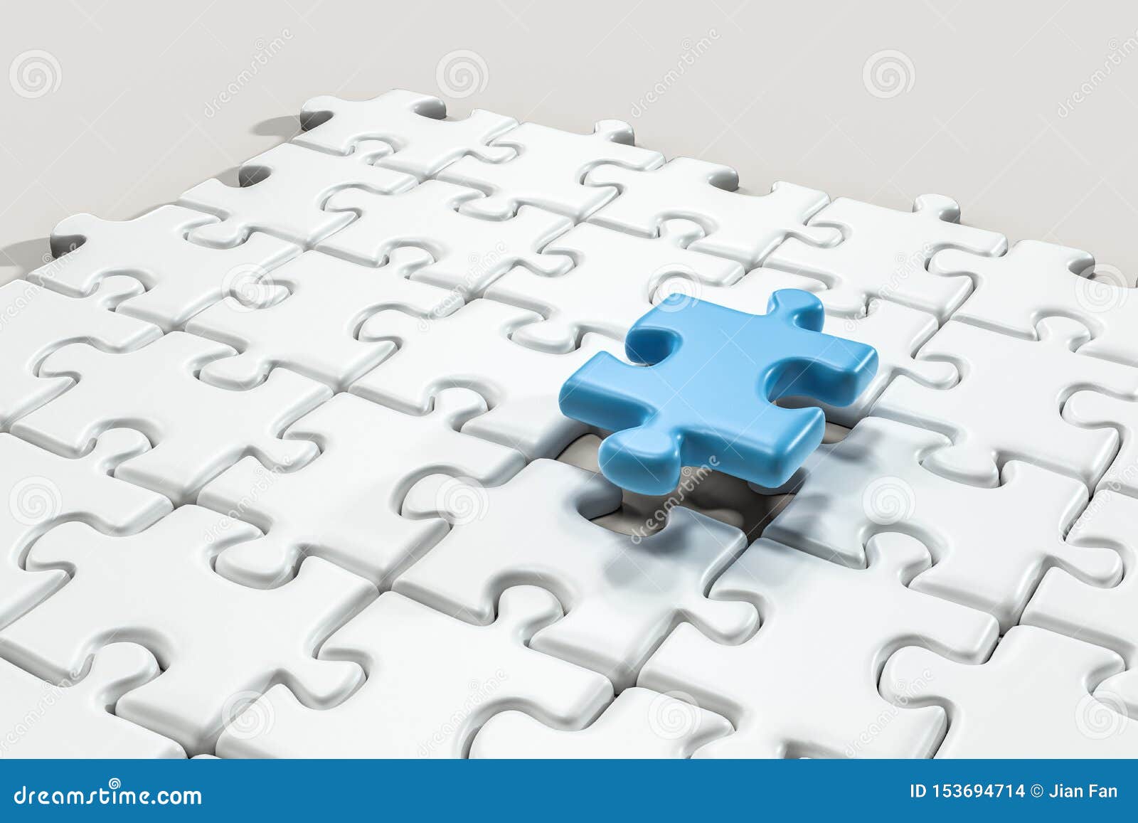 Blank Puzzles Arranged Neatly with White Background, 3d Rendering Stock ...