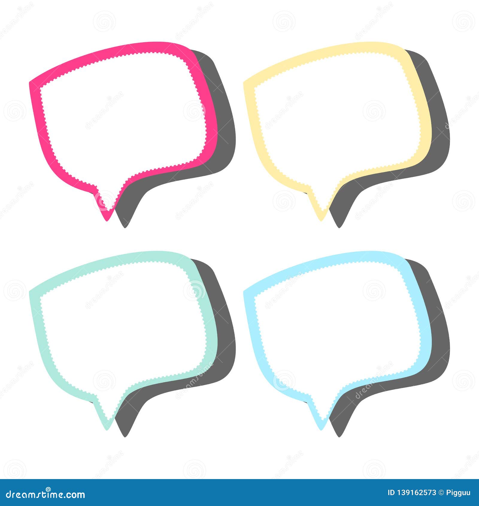 Speech Bubbles Set, Empty Space in Different Color Frame for Wording or ...