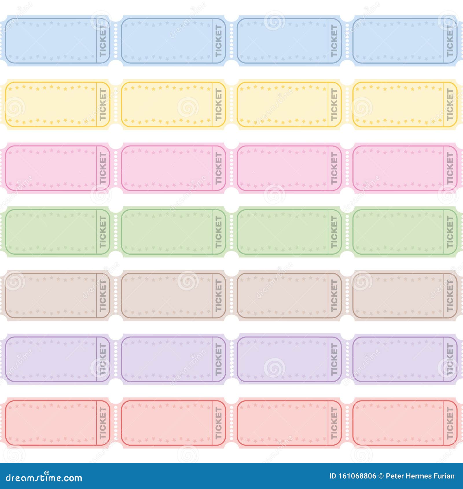 Blank Raffle Tickets Strip Tickets Different Colored Rows Stock Vector ...
