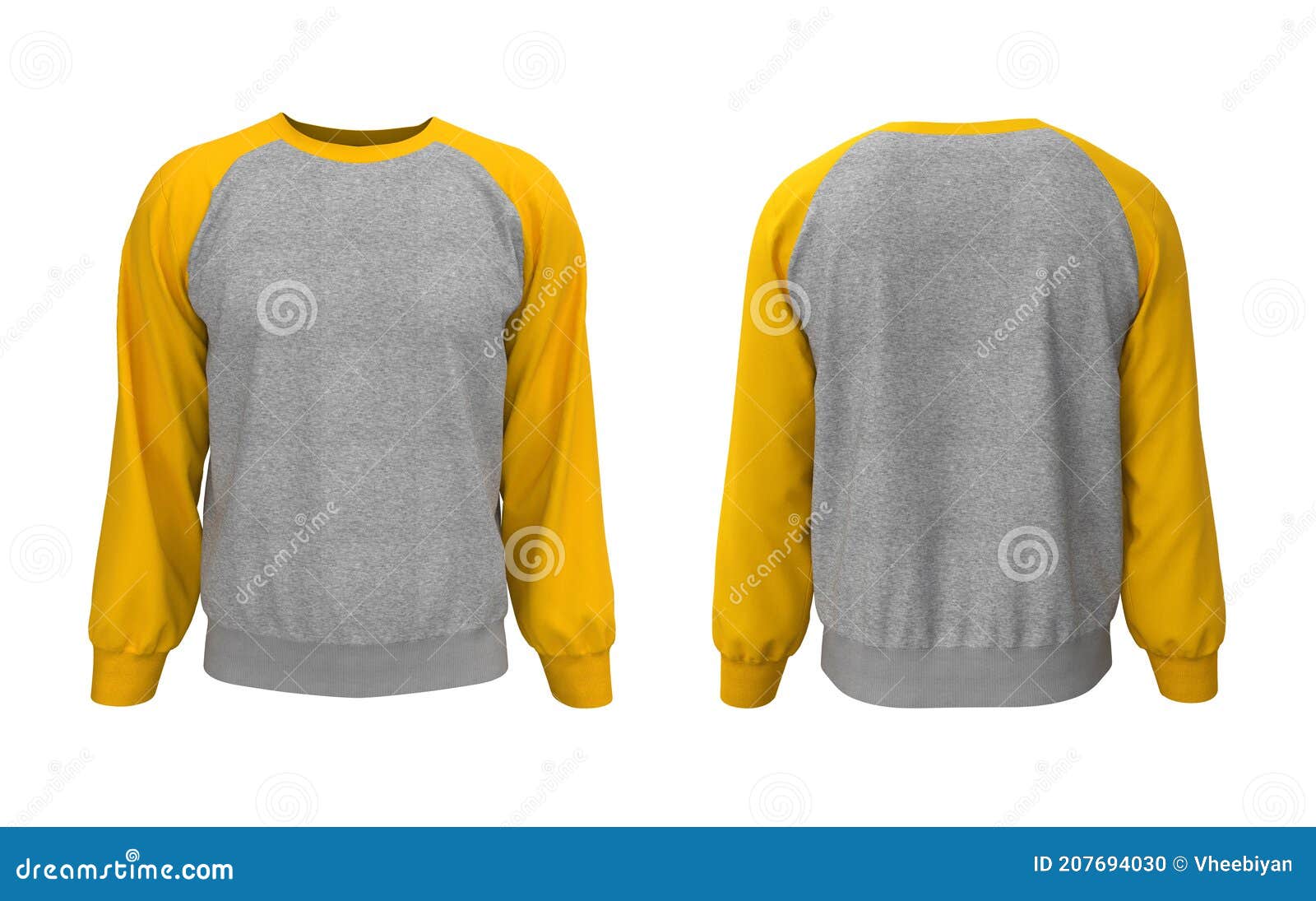 Blank Raglan Sweatshirt Mock Up in Front, and Back Views Stock ...