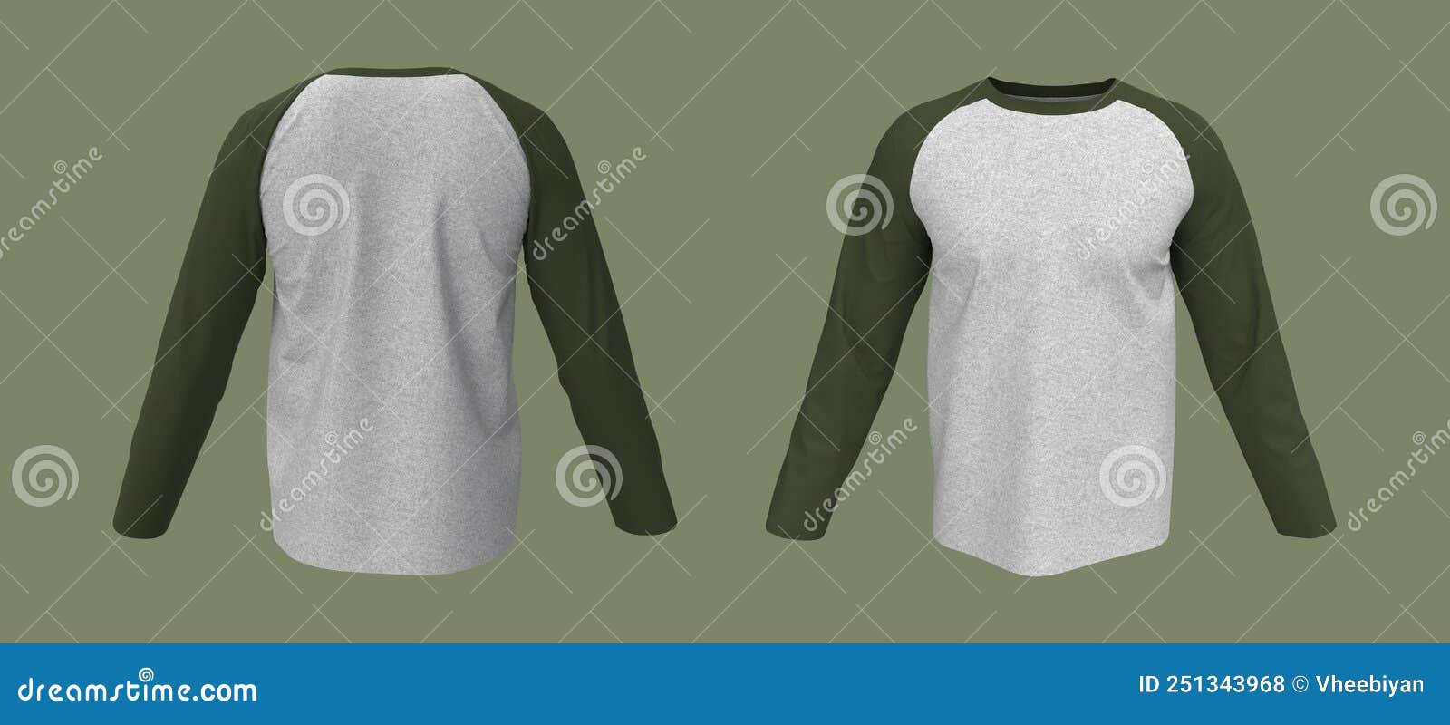 Blank Raglan Sweatshirt Mock Up Template in Front, and Back Views ...
