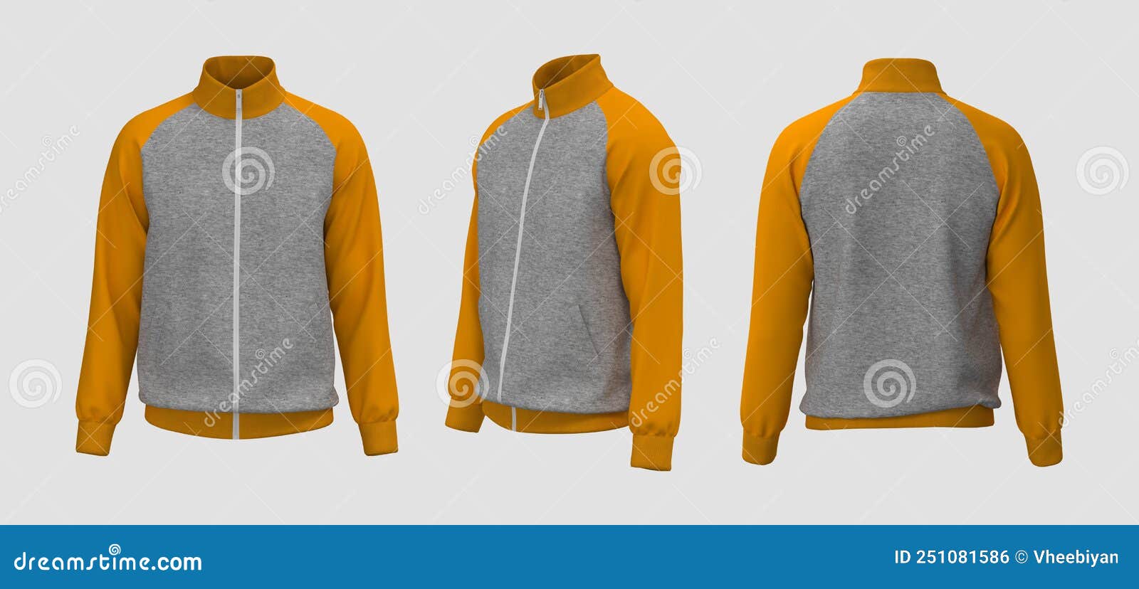Blank Raglan Tracksuit Jacket Mockup Isolated On Gray Stock ...