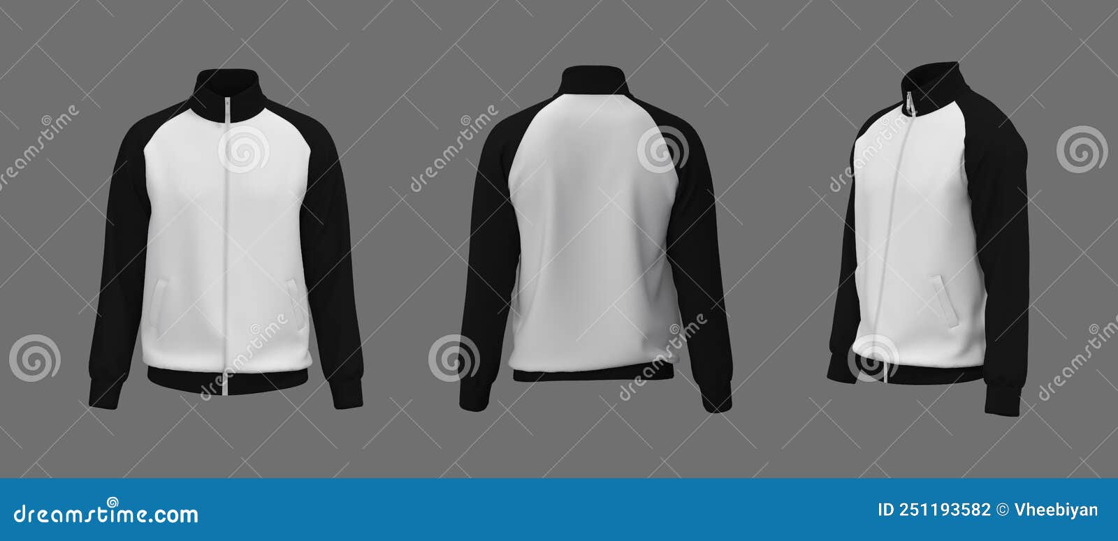 Blank Raglan Tracksuit Jacket Mockup Isolated On Gray Stock ...