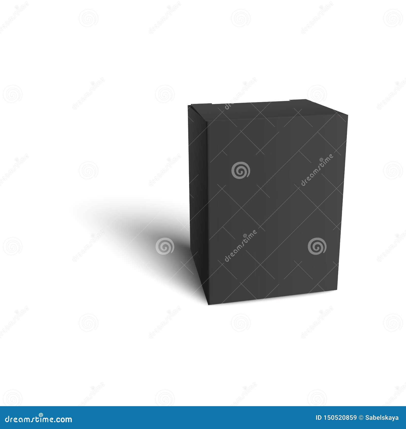 Blank Realistic Cardboard Box Mockup, Black Paper Package with Empty ...