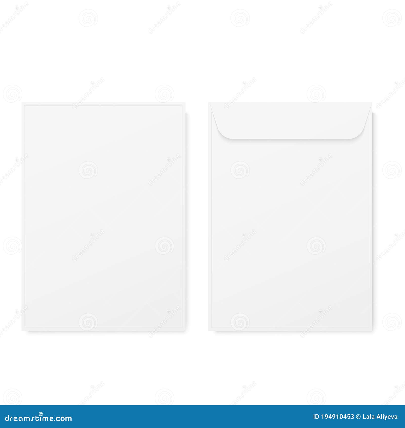 Blank Realistic Closed Envelope Front and Back View Mock Up. Vector ...
