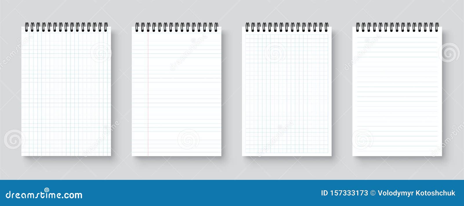 Blank Realistic Notebook, Organizer and Diary with Lined and Squared ...