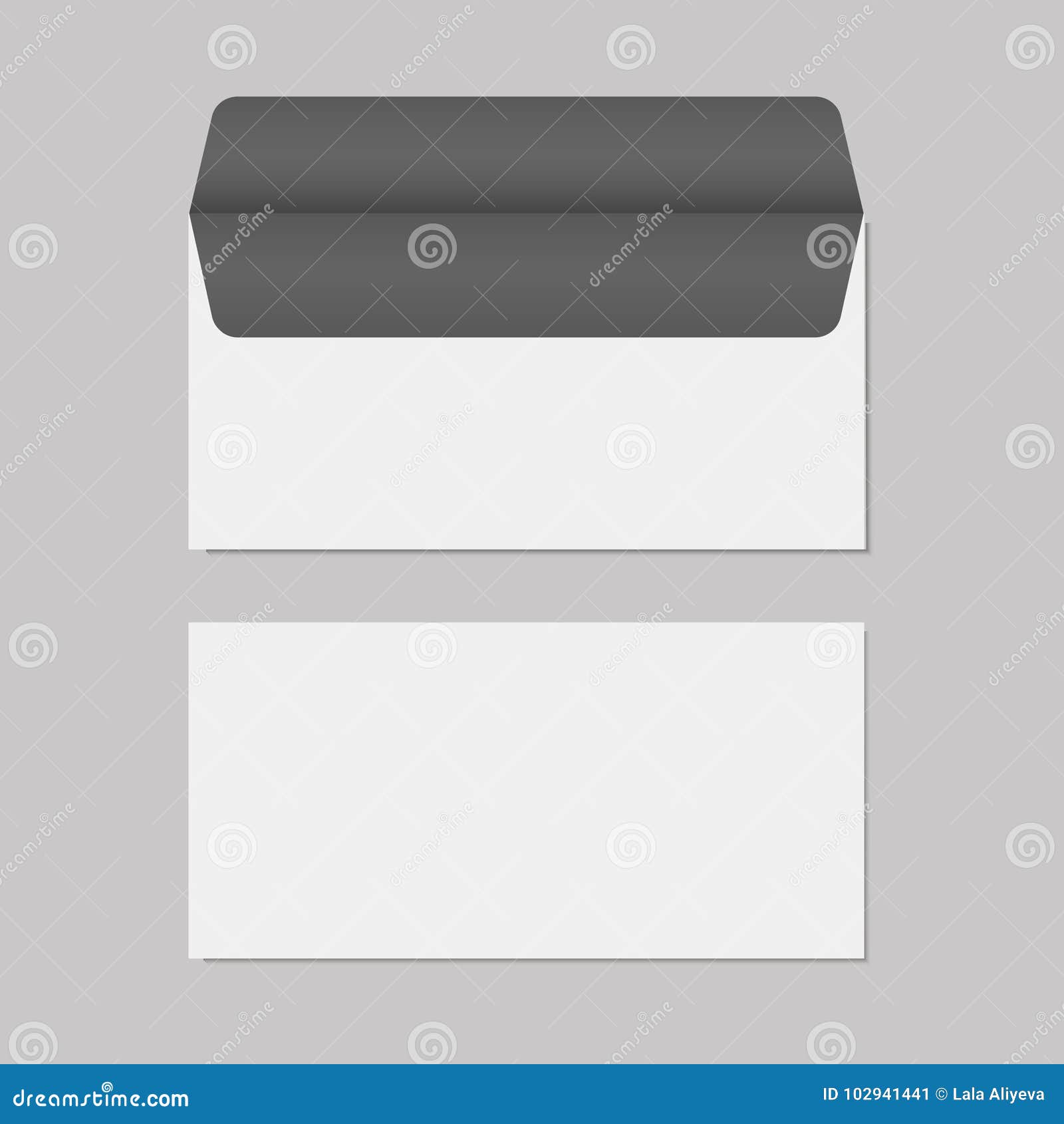 Blank Realistic Opened Envelope Front and Back View Mock Up. Vector ...