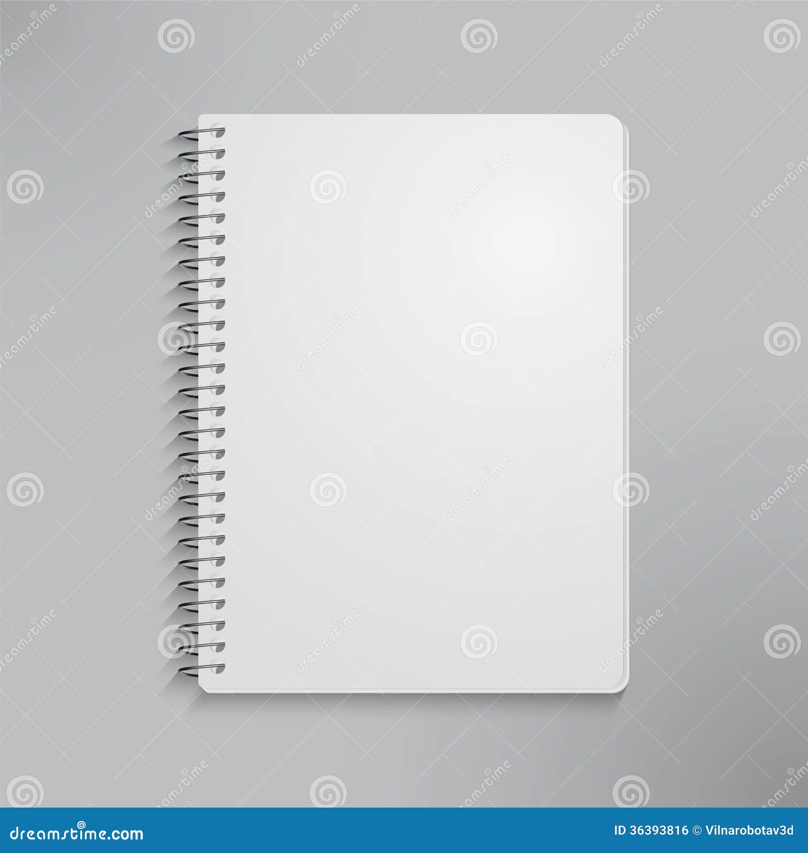 Realistic Spiral Notepad Notebook On Grey Background, Paper Sheet ...