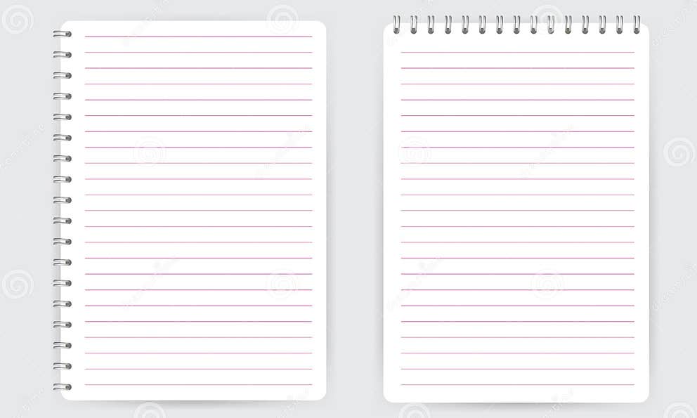 Blank Realistic Spiral Notepad Notebook with Lines Isolated Vector ...