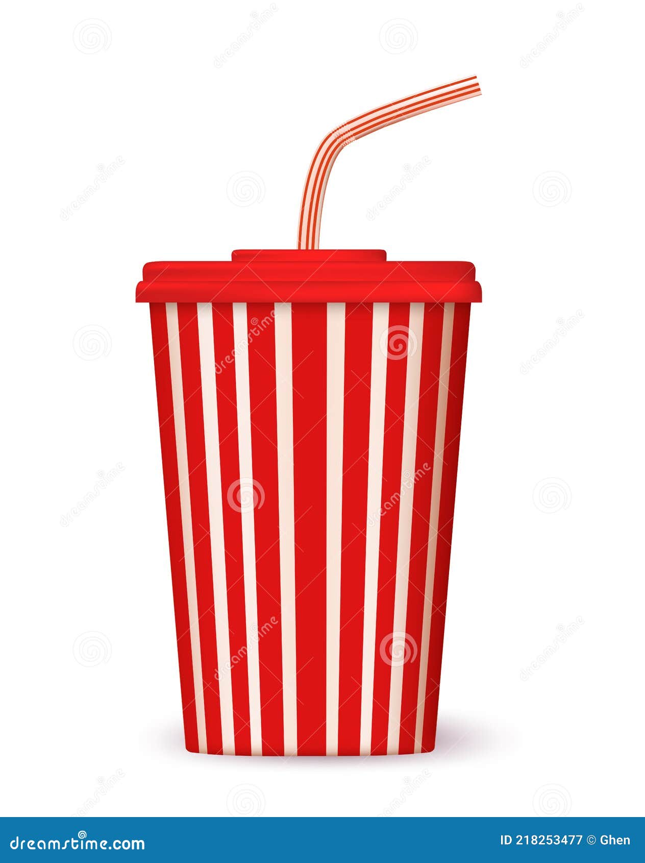 Realistic Vector Cinema Cola Cup with Red Stripes and Straw. Isolated ...