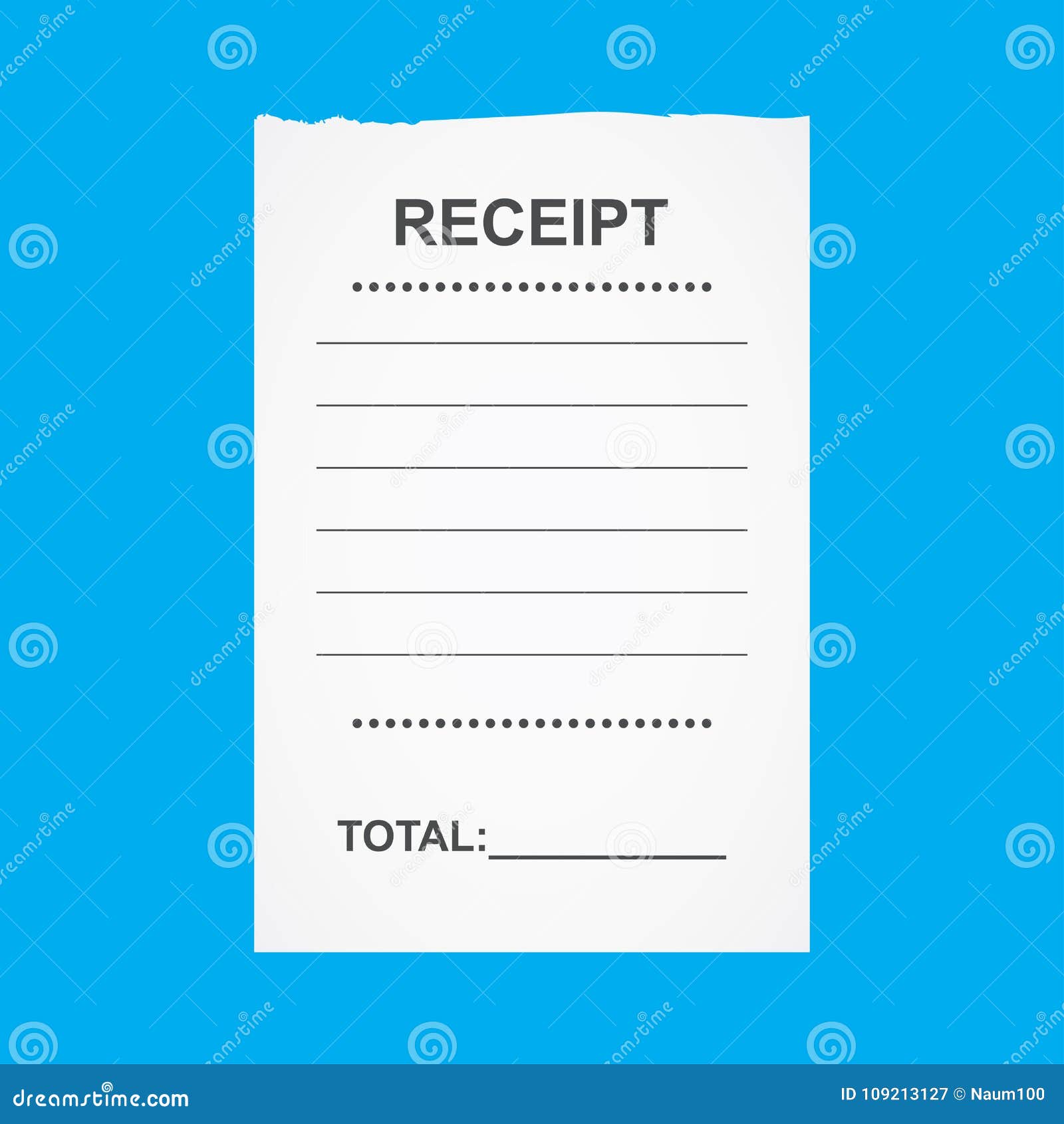 Blank Receipt,isolated on Blue Background, Stock Vector - Illustration ...