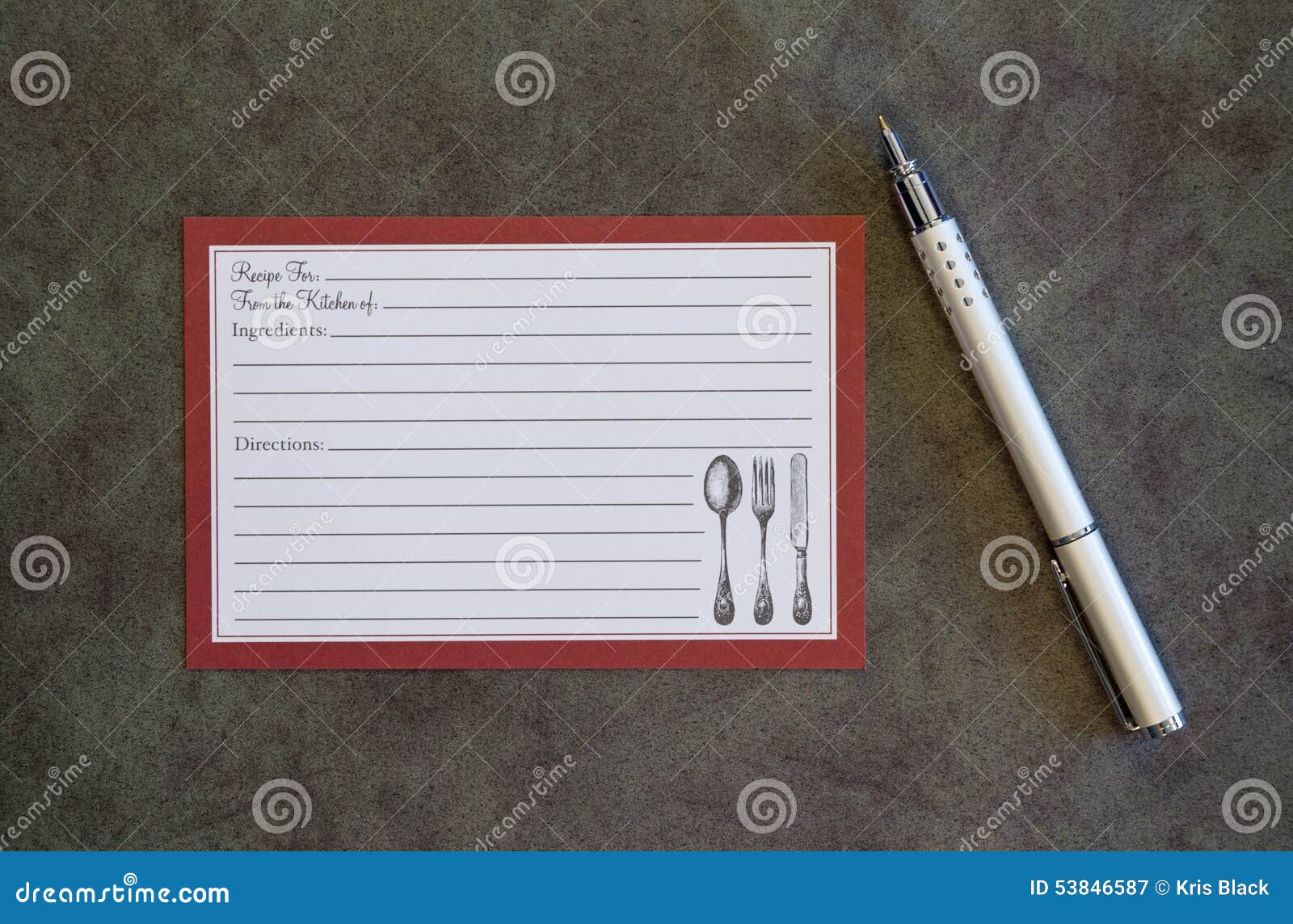 Blank Recipe Card and Pen stock image. Image of page - 53846587